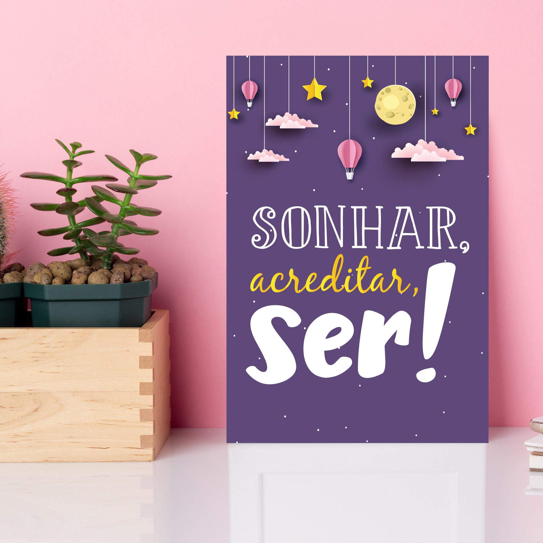 Placa MDF Infantil Frase Menina Sonhar Acreditar