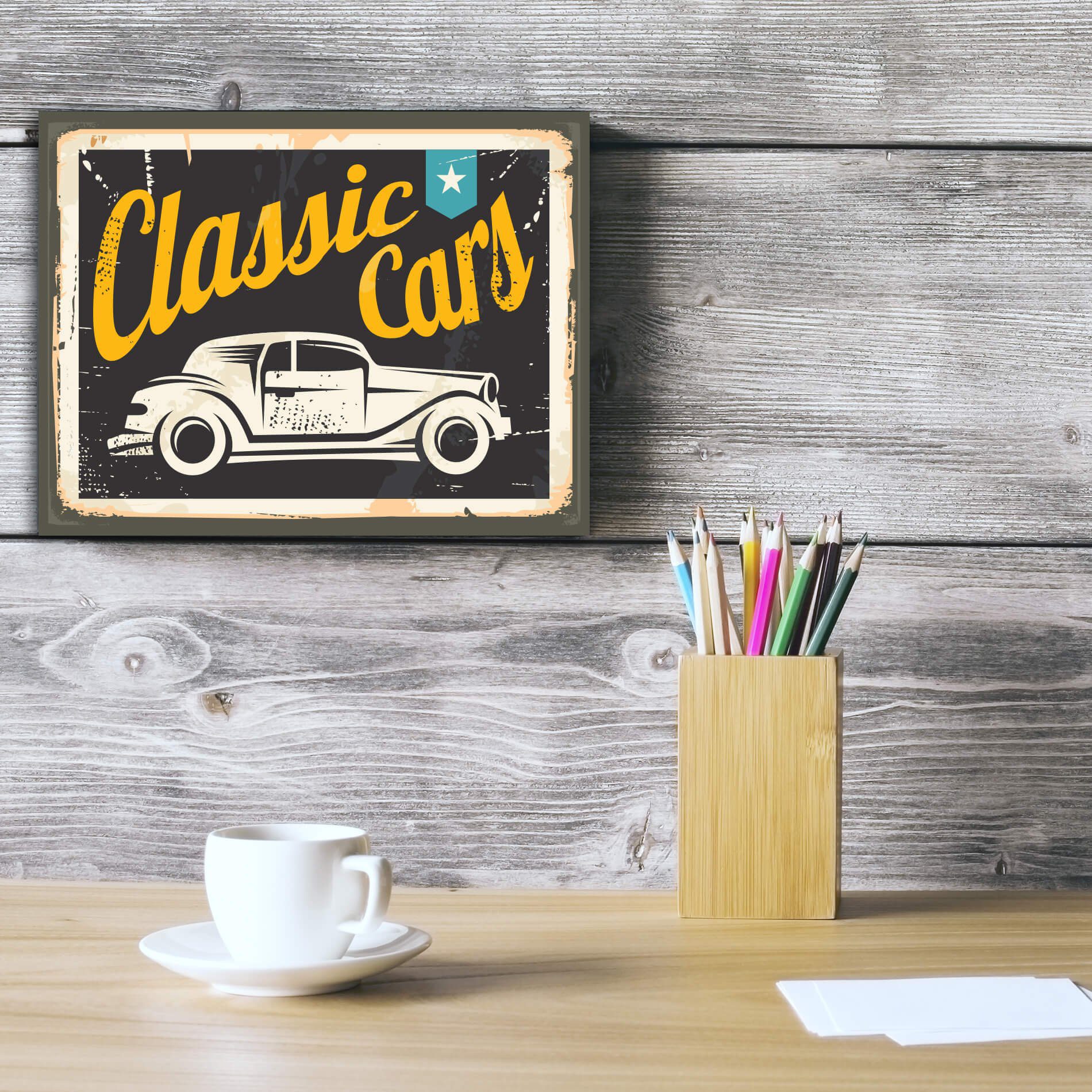 Placa Decorativa Vintage Carros Classic Cars 30x40cm